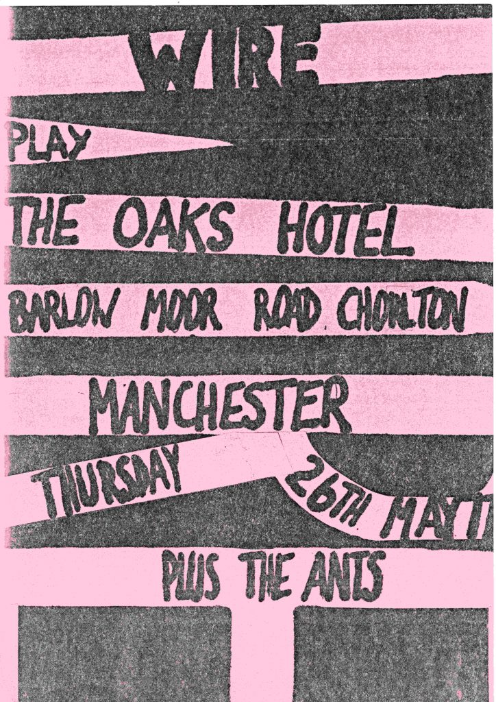 WIRE Adam and the Ants flyer for Manchester gig 1977 – The Roxy